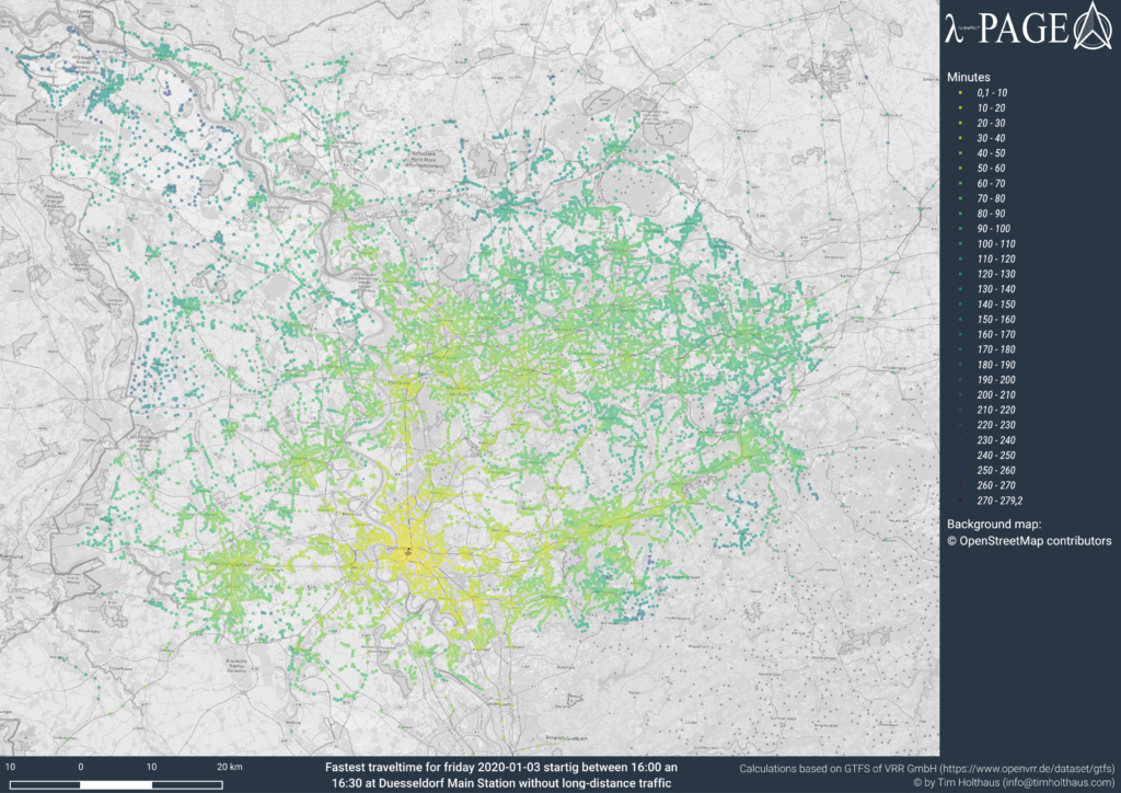 Travel time in VRR-region - Starting with Main Stations | Lambda_page